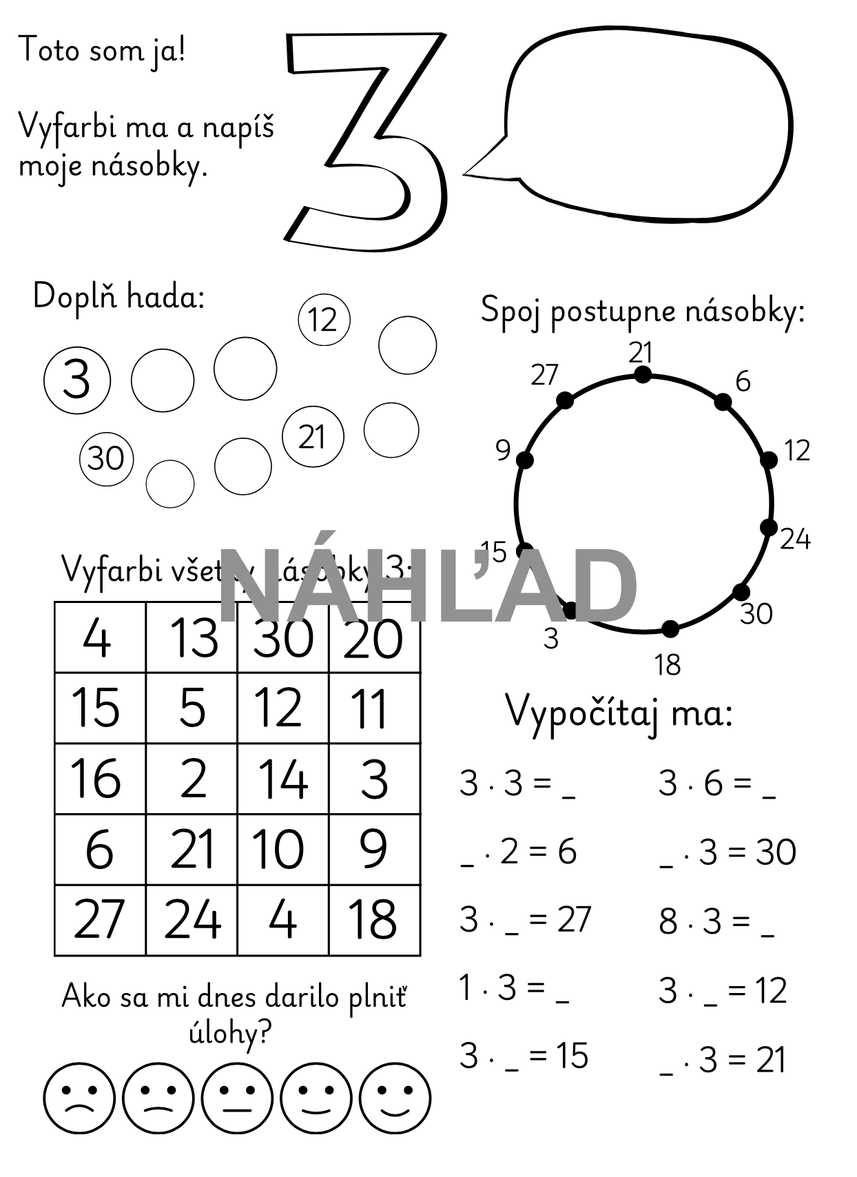 Malá násobilka - pracovné listy - Matematika | UčiteliaUčiteľom.sk